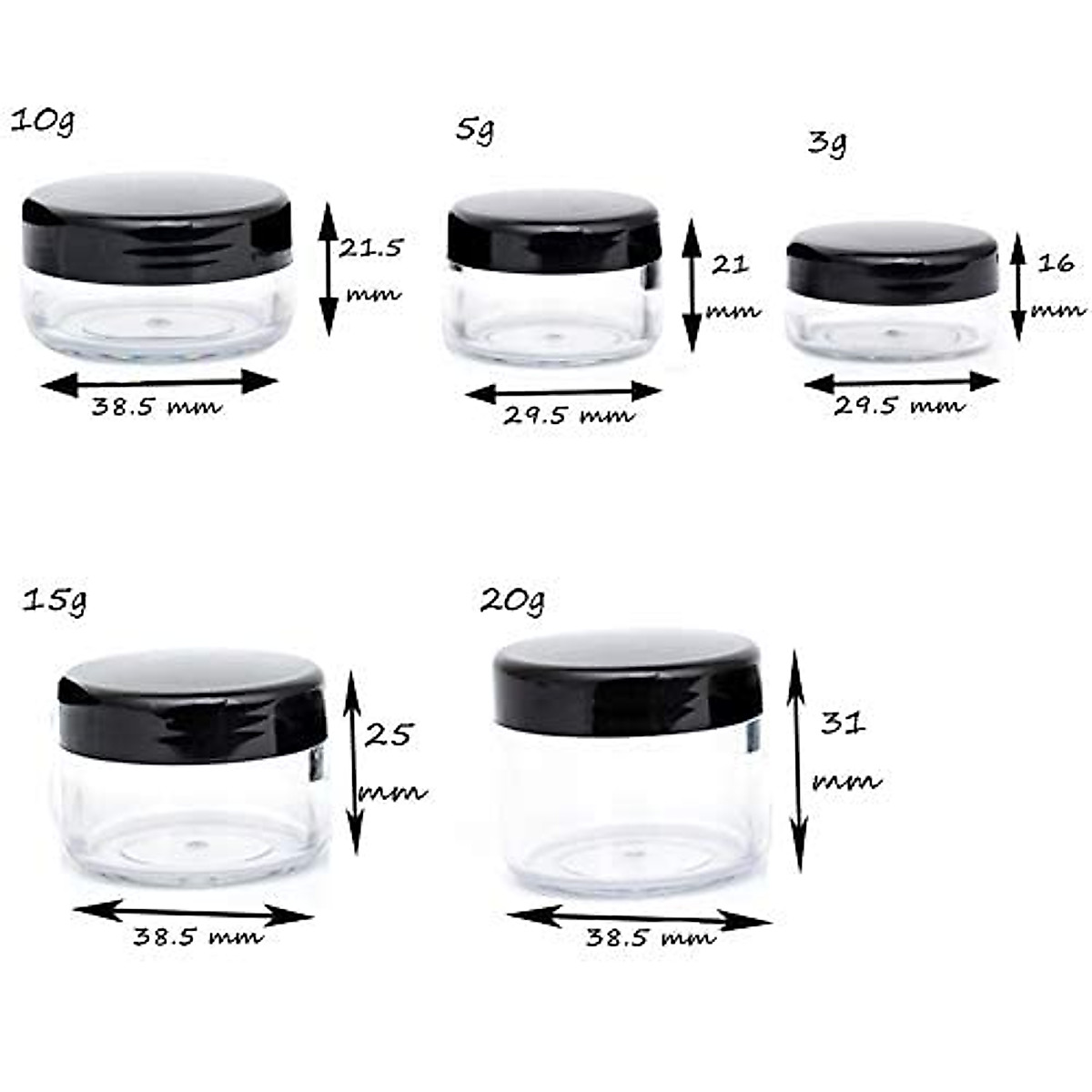5 Gram Cosmetic Sample Containers with Lids 25pcs Empty Small Makeup Jars Plastic BPA Free