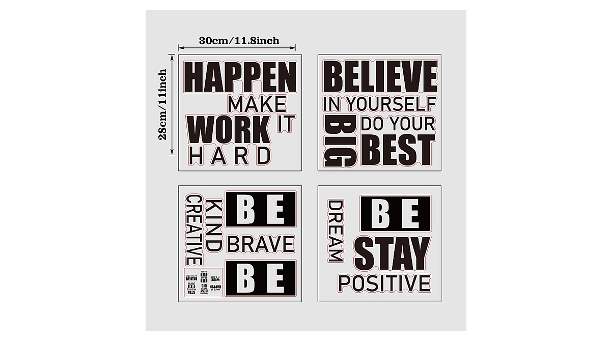 4 Sheets Inspirational Wall Decals Peel and Stick Motivational Phrases ...