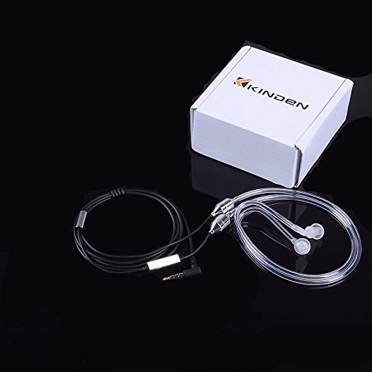 KINDEN Air Tube Headset Radiation Free Binaural with Microphone Deep Bass Noise Cancelling for Phone Pad