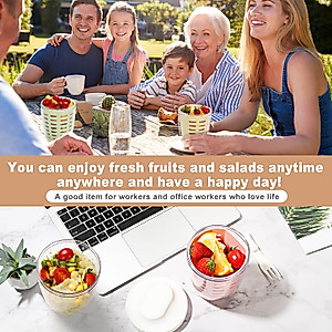 Portable Picnic Party Fruit Salad Storage Cup with Lids and Fork,20 Oz Fruit Storage Containers for Fridge with Removable Colander BPA-Free,Leak-Proof,Keep Fruits,Berry,Salad Fresh longer (pin+gre+ye)