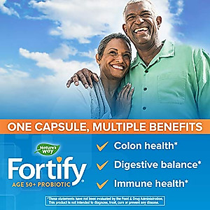 Nature's Way Fortify Daily Probiotic for Men and Women 50+, 30 Billion Live Cultures, Colon, Digestive, and Immune Health Support* Supplement, 30 Capsules