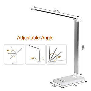 Himigo LED Desk Lamp,Eye-Caring Table Lamps,Stepless Dimmable Office Lamp with USB Charging Port,Touch/Memory/Timer Function,25 Brightness Lighting,Foldable Lamp for Reading,Studying,Working