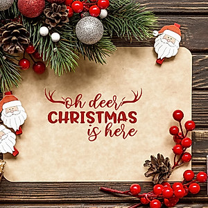 Whaline 4 Sheet Christmas Words Clear Stamps Greeting Words Santa Xmas Tree Pattern Silicone Transparent Stamps Border Stamp Cards for DIY Craft Card Making Scrapbooking Embossing Album Decor