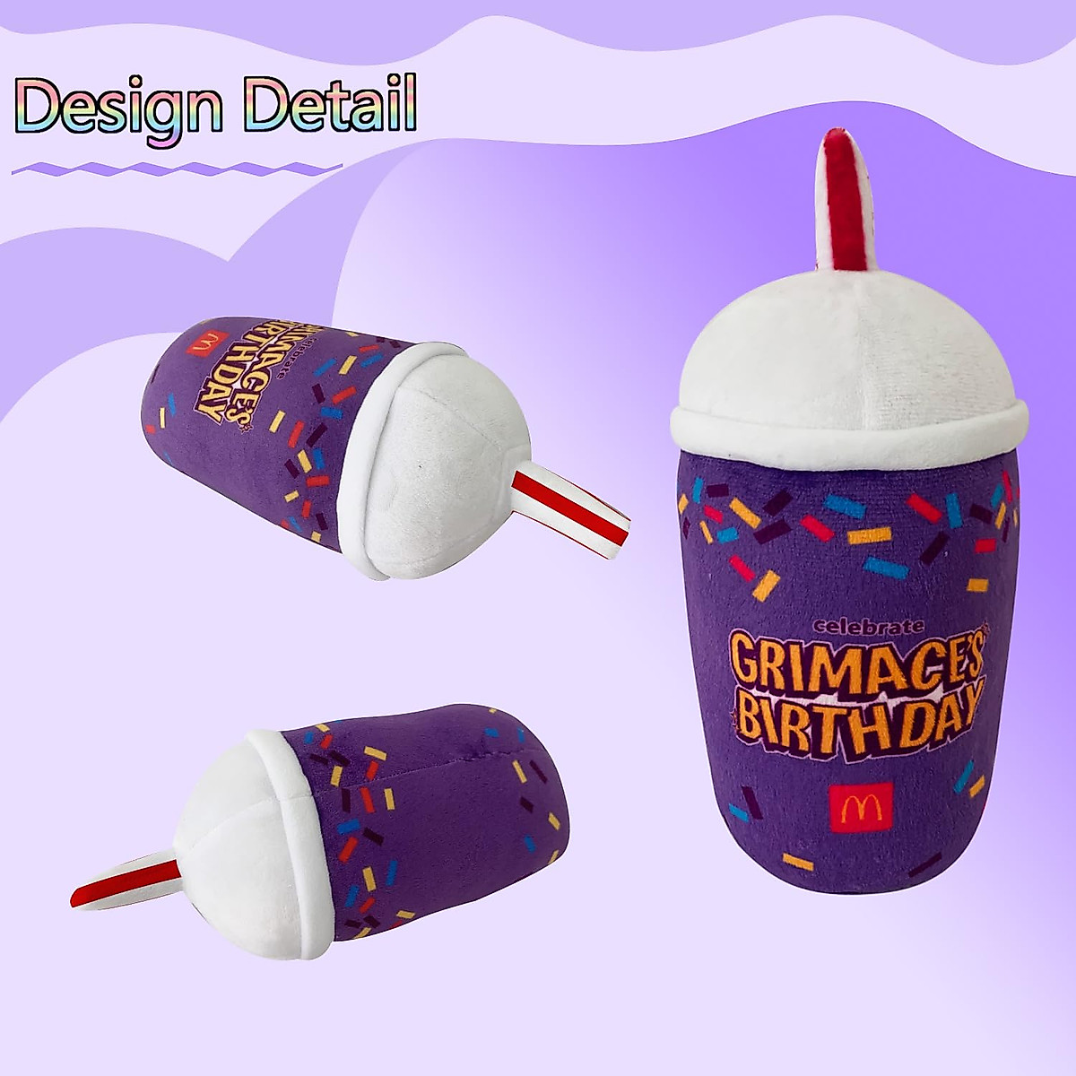 VAOUX Grimace Plush,Grimace Shake Yellow Hat Plush Toy,Stuffed Animal Toy Game Doll Toy Fans Anime Great Gift for Boys and Girls (Shake)