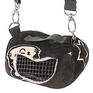 Pet Hamster Carrier, Blackish Green Flannelette Hamster Squirrel Travel Bags Portable Breathable Small Animal Carrier Outgoing Sleeping Bag for Squirrel Hedgehog Guinea Pig(S)
