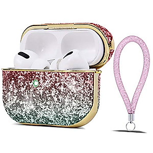 [Upgrade] Joyozy AirPods Pro Case, Glitter Bling AirPods Pro Protective Cover Skin for Girls/Woman- Mermaid Fish Scale Style Apple AirPods Pro Case (for AirPods Pro,Rose Pink&Gold)