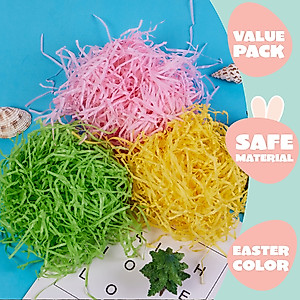 JOYIN 680 g (24 oz.) Tricolor Easter Grass is Pastel Colors (Pink, Yellow and Green) Easter Eggs Hunt, Easter Basket Stuffers/Fillers, Easter Party Favor, Easter Decor