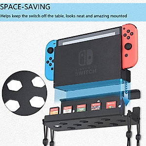 Gooditour Switch Wall Mount Holder - Wall Mount Shelf Stand for Nintendo Switch and Switch OLED with 5 Game Card Holders and 4 Joy Con Hanger - Safely Store Your Switch Console Near or Behind TV