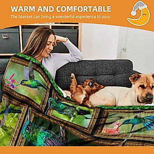 Hummingbird Gifts for Women Men, Hummingbird Print Fleece Throw Blanket, Soft Cozy Flannel Blankets and Throws for Couch Bed Sofa Room Decor, Lightweight Warm Plush Blanket for All Season 60" x 80"
