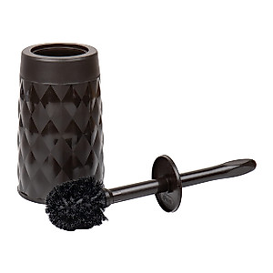 Mind Reader Basket Collection, Round Wastepaper Basket with Swivel Lid and Toilet Brush Set, Bathroom, 2 Piece Set, Bin is 8.75"W x 11.25"H and the brush is 15.25" H, 8.75"L x 8.75"W x 11.25"H, Brown