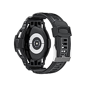 VeveXiao Rugged Case Band for Samsung Galaxy Watch 4 Classic 46mm Band with Bumper Accessories, Galaxy Watch 4 Classic 42mm Replacement Strap for Men Women, Galaxy Watch 4 Classic 46mm, black