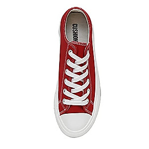CUSHIONAIRE Women's Vince Low top Canvas Sneaker +Memory Foam, Red 8.5
