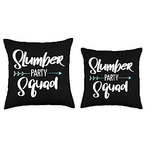 Best Pajama Crew Parties Matching Gift For Ladies Funny Slumber Party Squad Designs for Girls Women Sleepover Throw Pillow, 16x16, Multicolor