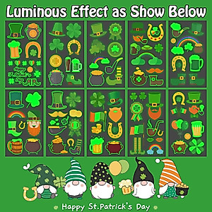 Leesgel St Patricks Day Tattoos Stickers, Luminous Shamrock Tattoos, St. Paddy’s Party Parade Favors Supplies Decorations (10 Sheets)