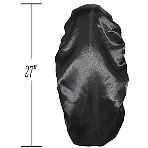 2 Pcs Hair Bonnets for Women Satin, Black Leopard Soft Elastic Band Silky Sleeping Cap Big Bonnets for Women Bonnet for Braids