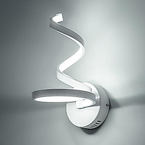 CHYING LED Wall Sconce Modern Spiral Bathroom Wall Light White Wall Lamp 15W Cool White 6500K Indoor Wall Light Fixture for Bedroom Stairs Living Room Hallway