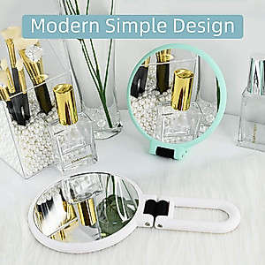 Dolovemk Travel Makeup Mirror with Stand,Suspended Makeup Mirror,Hand Mirrors with Handle Double Side,Travel Folding Hand Held Mirror 15x Magnification(Purple)