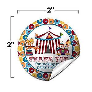 Circus Carnival Birthday Party Thank You Sticker Labels, 40 2" Party Circle Stickers by AmandaCreation, Great for Party Favors, Envelope Seals & Goodie Bags