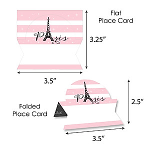 Big Dot of Happiness Paris, Ooh La La - Paris Themed Baby Shower or Birthday Party Tent Buffet Card - Table Setting Name Place Cards - Set of 24