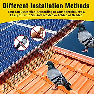 8in X 100ft Solar Panel Bird Guard,Solar Panel roof Protection net 1/2inch Mesh PVC Black Vinyl Coated Galvanized net 70 Fastener ClipsUsed for Bird,Animal Control