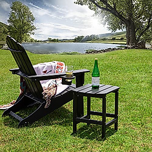 DAILYLIFE Side Table, Plastic Outdoor Adirondack End Table, Patio Coffee Table, Weather Resistant, Pool Composite Outdoor Tables for Patio Deck Garden, Backyard & Lawn Furniture