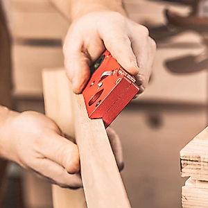 Preshwous Chamfer Plane for Wood, Woodworking Edge Corner Flattening Tool with Leveling Blisters, Handheld Planers with 7PCS Replaceable Cutter Head. (Red)