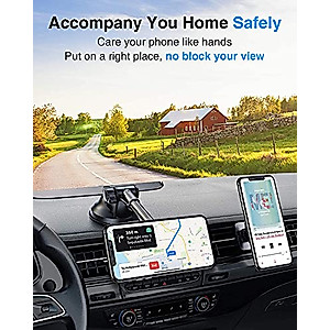 VANMASS Magnetic Car Phone Holder, [Super Strong Magets & Ultra Stable] Suction Cup Phone Holder Aluminium Alloy Structure, Handsfree Dashboard Window Car Mount Compatible with All Phones