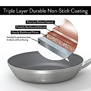 SAVEUR SELECTS Tri-ply 10-Inch Non-Stick Frying Pan, Induction-ready, Dishwasher Safe, Voyage Series