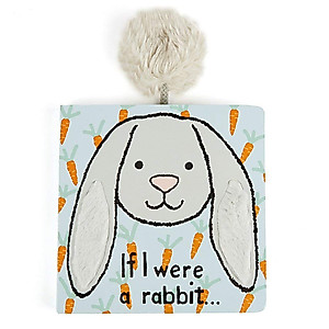 Jellycat If I were a Rabbit Board Book and Bashful Grey Bunny Stuffed Animal, Medium 12 inches