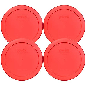 Pyrex 7201-PC Round Red 6.5" 4 Cup Lid for Glass Bowl 4 Pack