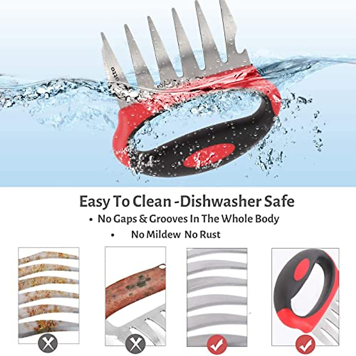 Vamotto 3-in-1 Pulled Pork Shredder Claws - Stainless Steel Meat Claws BBQ Meat Forks for Shredding Handling Carving Food Barbecue Paws Claw Handler Set for Serving Pork, Turkey, Chicken, Brisket