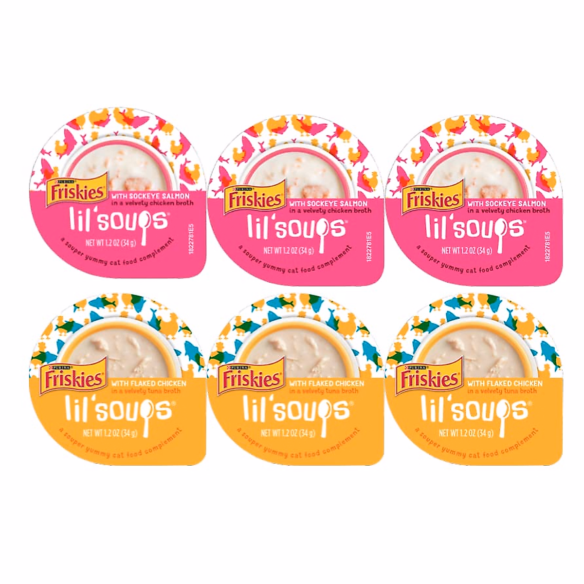 Lil' Soups Mixup 4 Flavors Wet Cat Food/Treats 1.2 oz (3 of Each) Total of 12 Pieces with Healthier Paws Sticker