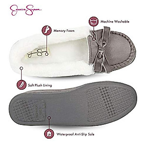 Jessica Simpson Womens Micro Suede Moccasin Indoor Outdoor Slipper Shoe,Grey,Medium