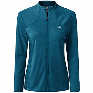 MoFiz Lightweight Workout Jacket with Long Sleeved UV Protection for Outdoor Ocean Blue 2XL