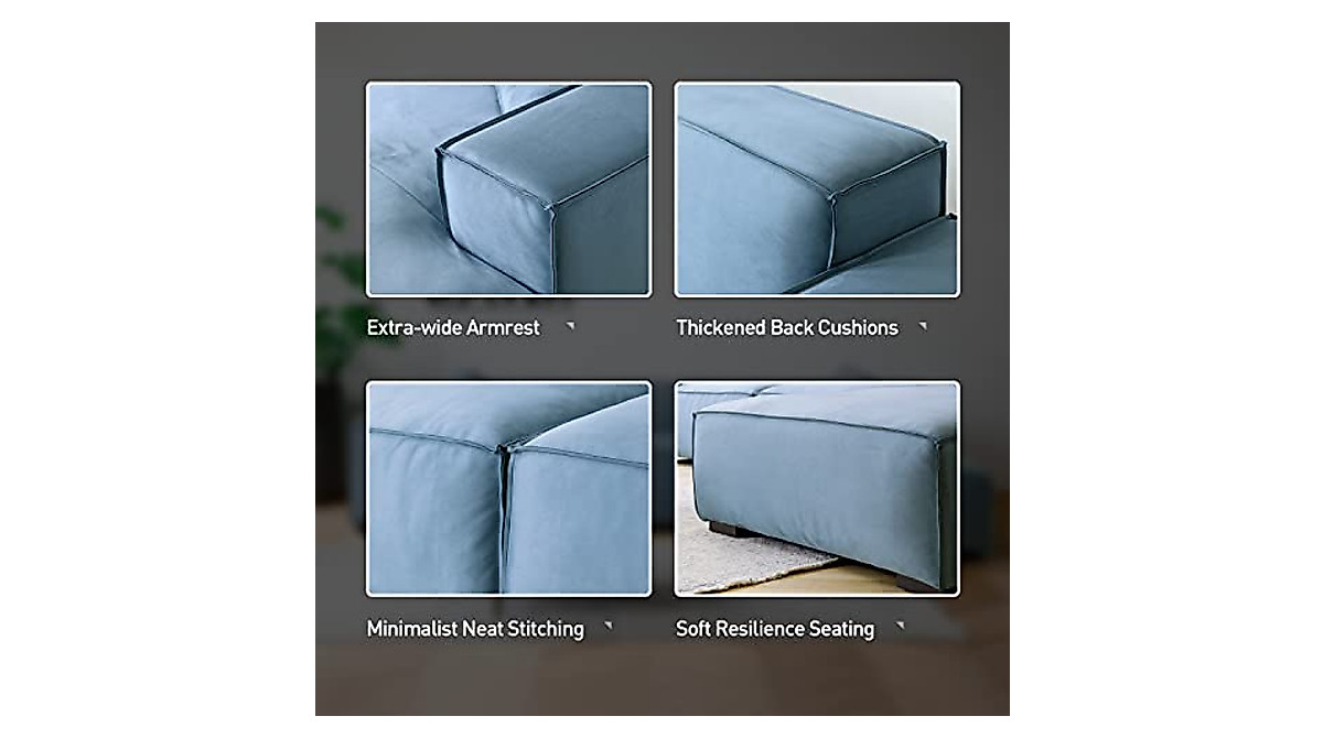 Acanva Modern L-Shaped Deep Sectional Sofa Set
