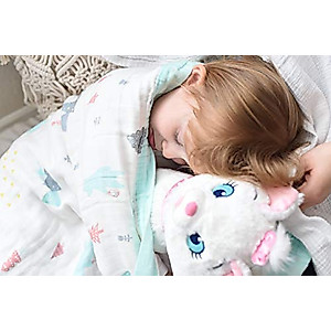 Jay & Ava Baby Muslin Blanket 42” x 42”, Soft Toddler Cotton Baby Blankets for Boy, 4 Layers Bed Muslin Throw for Baby Crib, Large Baby Receiving Blanket - (Green Bear Forest)