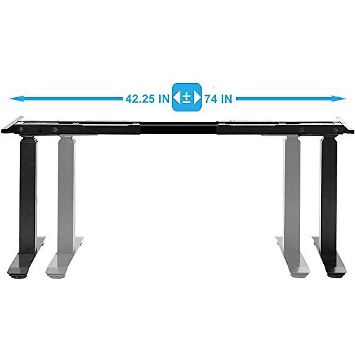 UNICOO - Electric Stand Up Desk Frame with Dual Motor, 3 Stage Up Lifting Legs, Rise UP Electric Adjustable Height and Width Standing Desk Frame with 4 Memory Keypad (Dual Motor Frame - Black)