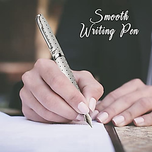 ZenZoi White Fountain Pen | Effortlessly Elegant Writing: Premium Metal Fountain Pen Set with German Schmidt Fine Nib, Ink Converter, and Gift Box Case