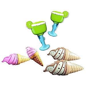 3 Set (6 Ct) Lemon Cup, Pink Ice Cream, White Ice Cream Beach Towel Clips Jumbo Size for Beach Chair, Cruise Beach Patio, Pool Accessories, Household Snacks Clip, Baby Stroller Clips by C&H Solutions