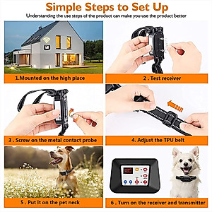 Wireless Dog Fence Pet Safe Containment System,Outdoor Dog Electric Boundary Container System,with Waterproof & Rechargeable Dog Training Collar,Adjustable Control Range 100-990ft,Harmless for Dogs,fo