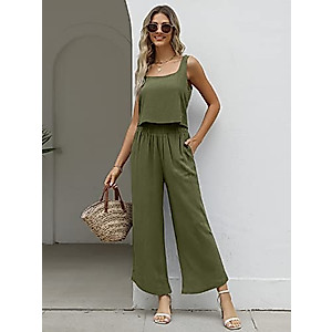 AUTOMET Summer Vacation Outfits 2 Two Piece Matching Sets for Women 2023 Casual Comfy Spring Fashion Clothes Linen Dressy Jumpsuits