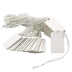 jijAcraft 500Pcs White Price Tags with String Attached,Paper Blank Labeling Tags,Small Price Display Tags with String,Strung Marking Tags,Writable Price Tags for Retail,Clothing,Jewelry (1.8" x 1")