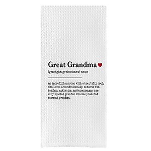 DOTAIN Great Grandma Definition Meaning Waffle Weave Kitchen Dishes Washcloths,Funny New Gag Novelty Great Grandma Cleaning Dishcloth(24x16inch),Gifts for Grandma Nana Grandmother Granny