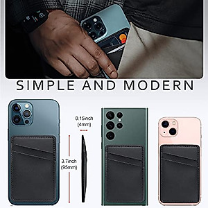 Phone Card Holder for Back of Phone, Leather Phone Wallet Stick On, Credit Card Holder for Phone Case Compatible with iPhone, Samsung, Android and All Cell Phone - 2Pack Black