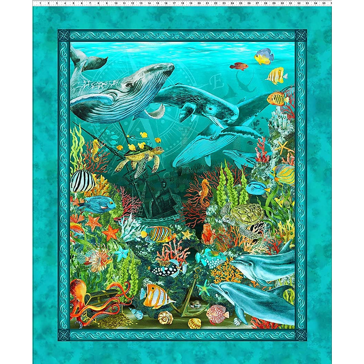 In The Beginning Fabrics Calypso 2 Ocean Life Panel 36 Pacific
