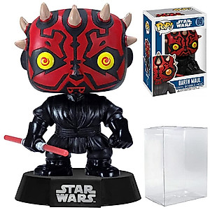 POP Star Wars: The Phantom Menace - Darth Maul [Orig Blue Box Art] Funko Pop Vinyl Figure (Bundled with Compatible Pop Box Protector Case), Multicolored, 3.75 inches