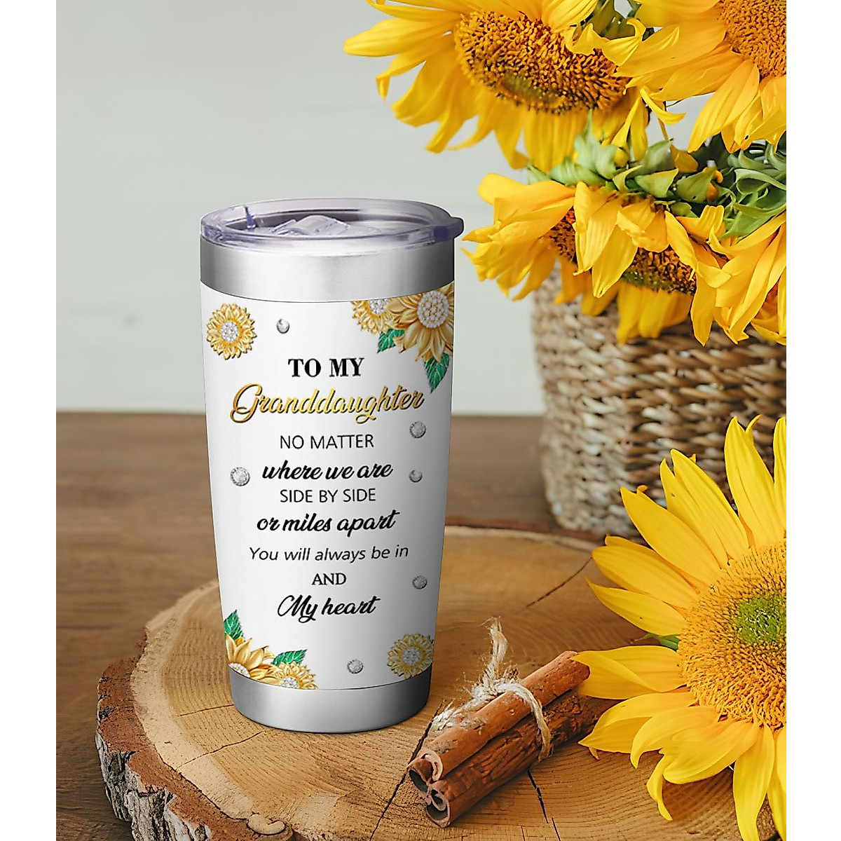 Pininerr Granddaughter Gift from Grandma Grandpa -20 oz Granddaughter Coffee Cup Vacuum Insulated Stainless Steel,Ideal Granddaughter Birthday Gift (Granddaughter)