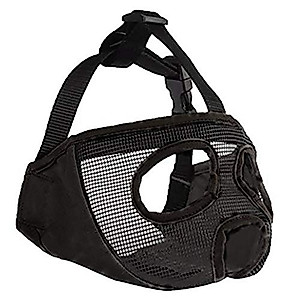 JYHY Short Snout Dog Muzzles- Adjustable Breathable Mesh Bulldog Muzzle for Biting Chewing Barking Training Dog Mask,Black(Eyehole) M