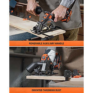 FIILPOW Mini Circular Saw Cordless 4-1/2", 20V Brushless Compact Hand Saw Wireless, 5500 RPM & 2.0Ah battery & Fast Charging, 3 Blades (24 TCT/80 HCS/60 DIAMOND) for Wood, Soft Metal and Tile
