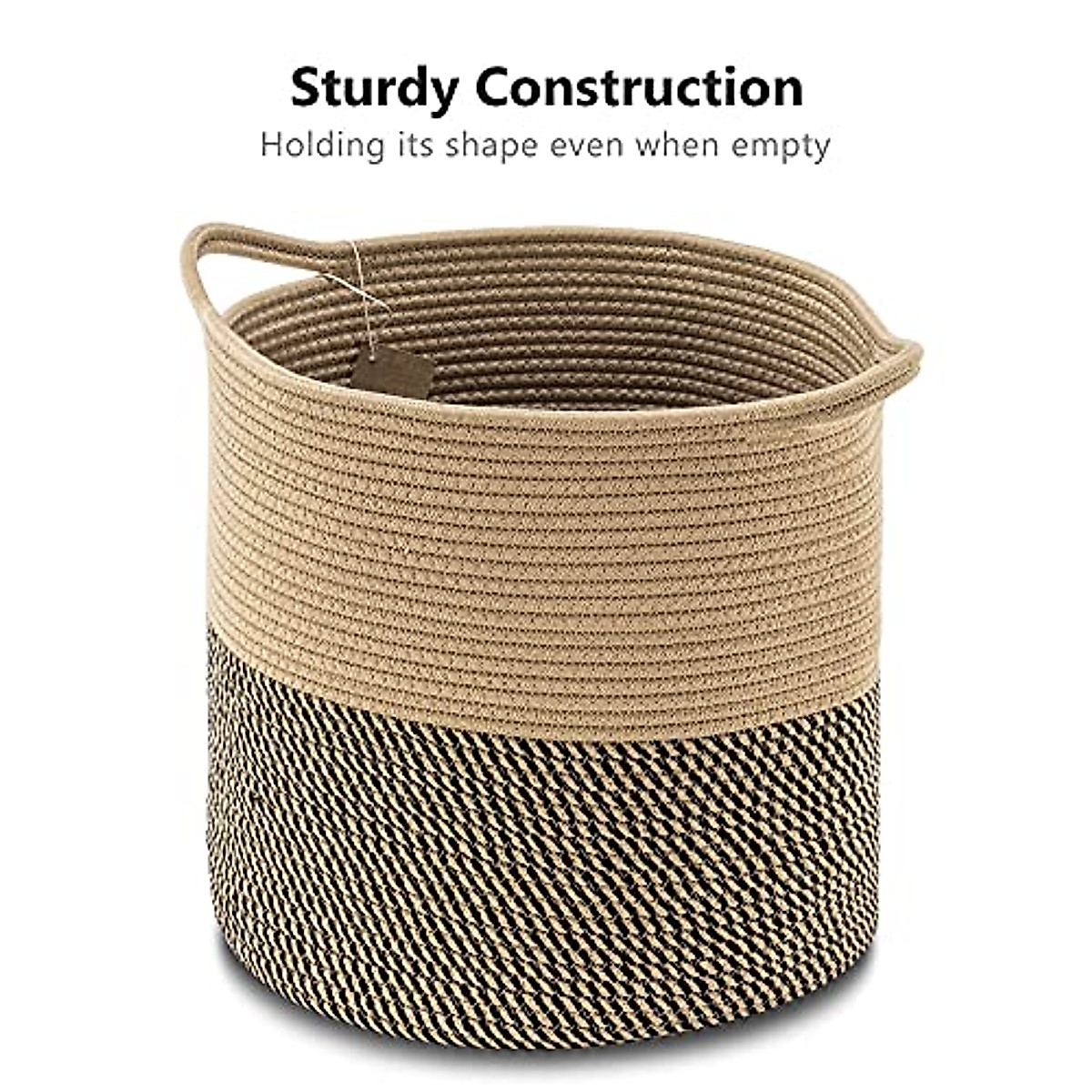 YOUDENOVA Cotton Rope Cube Storage Baskets, 13x13 Round Woven Baskets 4 Pack, Grey & Black Bundles